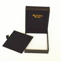 China Velvet Insert Personalised Necklace Gift Box Leatherette Black Jewellery Box Packaging for sale