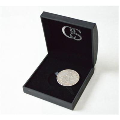 China Vaulted Coin Gift Box Paper Presentation Cases Silver Stamping Logo Round Hole for sale