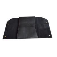 China Black Leather Velvet Jewelry Pouch Travel Foldable For Pendant Necklace for sale