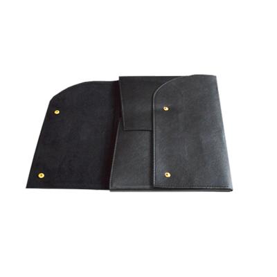 China Black Leather Velvet Jewelry Pouch Travel Foldable For Pendant Necklace for sale