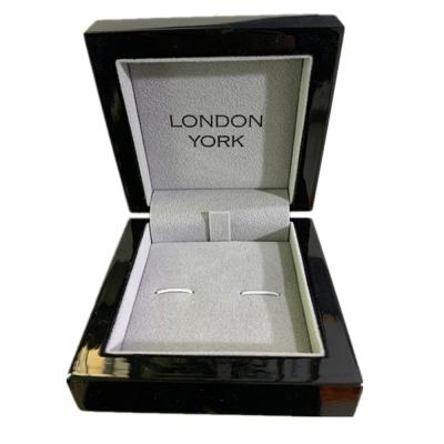 China Spray Painting MDF Black Wooden Jewelry Box Cufflinks Neckalce Earring Gift Box for sale