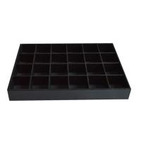 China Black Leather Custom Jewelry Tray 24 Compartments For Earring Ring Pendant for sale