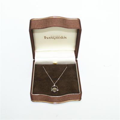 China Brown Necklace Cufflinks Jewelry Box Waving Edge Personalised Earring Box for sale