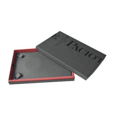 China Cardboard Paper Jewelry Gift Boxes PMS CMYK Printing Black Leather Jewelry Case for sale
