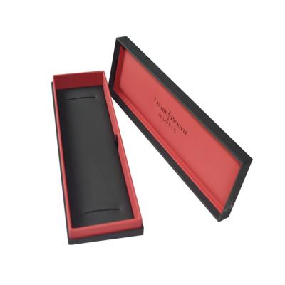 China Rectangle Paper Jewelry Gift Boxes Pantone Printing Black Leather Necklace Box for sale