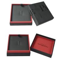 China Square Paper Jewelry Gift Boxes Cardboard Black Leather Ring Box PMS Printing for sale
