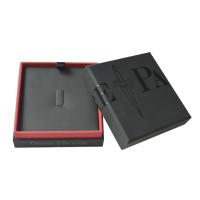China Square Paper Jewelry Gift Boxes Cardboard Black Leather Ring Box PMS Printing for sale