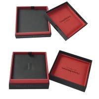 China Square Paper Jewelry Gift Boxes Cardboard Black Leather Ring Box PMS Printing for sale