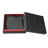 China Square Paper Jewelry Gift Boxes Cardboard Black Leather Ring Box PMS Printing for sale