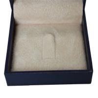China Plastic Blue Leather Paper Jewelry Box Transparent Window Ring Velvet Insert for sale