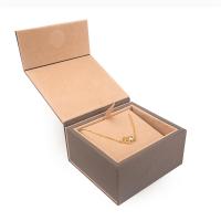 China Khaki Ribbons Suede Jewelry Box Ring Necklace Bracelet Earring With Magnetic Closure for sale