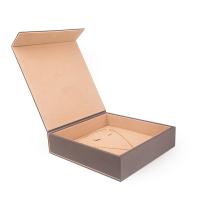 China Khaki Ribbons Suede Jewelry Box Ring Necklace Bracelet Earring With Magnetic Closure for sale