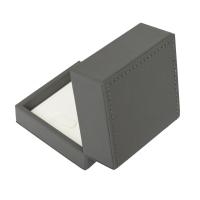 China White Grey Leather Jewelry Packaging Open Flap Personalised Double Ring Box for sale