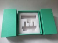 China High-End Custom Green MDF PU Leather Storage Box White PE Foam Insert For LED for sale