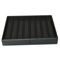 China MDF Wood Black Leather Jewelry Tray Storage Organizer 25x23cm for sale