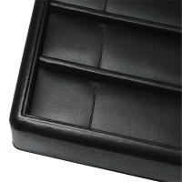 China MDF Wood Black Leather Jewelry Tray Storage Organizer 25x23cm for sale