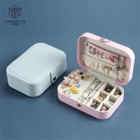 China Rectangle Leather Travel Jewelry Cases / Pink Jewellery Gift Box PMS Printing for sale