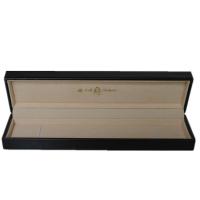 China Personalized Black PU Leather Bracelet Jewelry Box Embossed Foil Stamping Logo Velvet Lining for sale