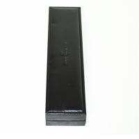 China Personalized Black PU Leather Bracelet Jewelry Box Embossed Foil Stamping Logo Velvet Lining for sale