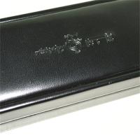 China Personalized Black PU Leather Bracelet Jewelry Box Embossed Foil Stamping Logo Velvet Lining for sale