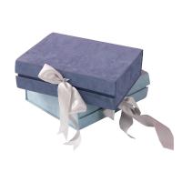 China Purple Blue Suede Gift Box Elegant Magnetic Ribbon Skin Care Gift Boxes for sale