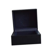 China Black Leather Personalised Watch Boxes MDF Wood Open Flap CMYK Printing for sale