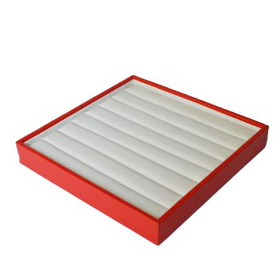 China MDF Square Custom Jewelry Tray Decorative Leather Red White Ring Display Tray for sale