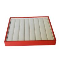 China MDF Square Custom Jewelry Tray Decorative Leather Red White Ring Display Tray for sale