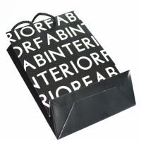 China Rectangle Kraft Recycled Paper Gift Bags Black With Twisted Handles for sale