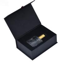 China Perfume Cardboard Magnetic Closure Gift Box Matte Black Foam Insert For Wine Bottles for sale