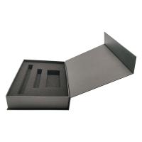 China Custom Book Shape Rectangle Gift Box With Magnetic Closing Lid Black Foam Insert Plain Cardboard Cosmetic Packaging for sale