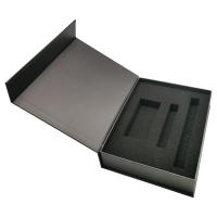 China Custom Book Shape Rectangle Gift Box With Magnetic Closing Lid Black Foam Insert Plain Cardboard Cosmetic Packaging for sale