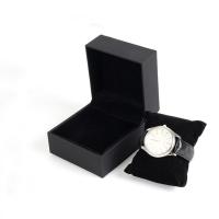 China Luxury Pu Leather Watch Boxes Black Gift Wrap Box Personalised Pillow Packaging for sale