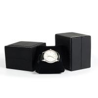 China Luxury Pu Leather Watch Boxes Black Gift Wrap Box Personalised Pillow Packaging for sale