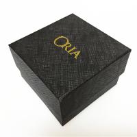 China Black Leather Paper Sqaure 2 Pieces Watch Gift Box Foil Stamping Logo for sale