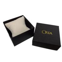China Black Leather Paper Sqaure 2 Pieces Watch Gift Box Foil Stamping Logo for sale