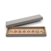 China Gray Leatherette Paper Jewelry Gift Boxes Lid And Base Type Insert Suede Material for sale