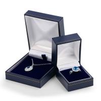 China Leatherette Paper Plastic Gift Box With Gold Line Insert White Satin Velvet Ring Display Box for sale