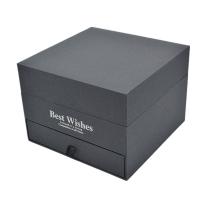China Black Paper Drawer Gift Box For Rose Storage Display Hot Stamping Logo for sale