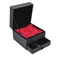 China Black Paper Drawer Gift Box For Rose Storage Display Hot Stamping Logo for sale