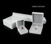 China White Jewelry Ring Plastic Jewelry Box Leatherette Paper Gift Box Gray Velvet Insert for sale