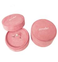 China Velvet Necklace Chain Engagement Ring Box Round Shape Custom Logo for sale