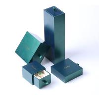 China Drawer Jewelry Gift Packaging Box Chain Paper Box Velvet Insert Green Colour for sale