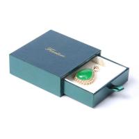 China Drawer Jewelry Gift Packaging Box Chain Paper Box Velvet Insert Green Colour for sale