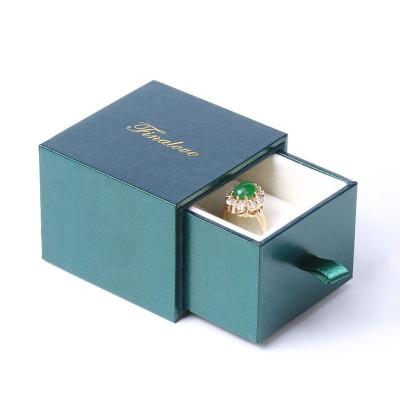 China Drawer Jewelry Gift Packaging Box Chain Paper Box Velvet Insert Green Colour for sale