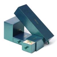 China Drawer Jewelry Gift Packaging Box Chain Paper Box Velvet Insert Green Colour for sale