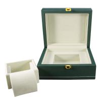 China Luxury Personalised Watch Boxes With Gold Lock Inside Light Green Velvet Outside paper box packaging factory sell for sale