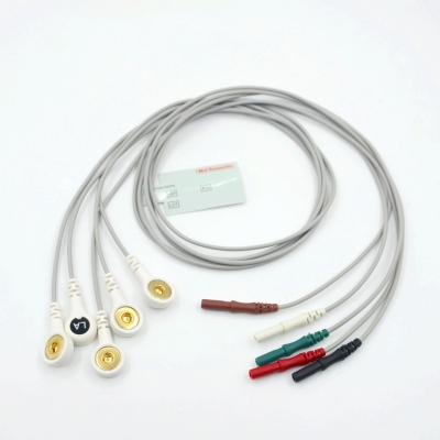 China Compatible Din 5 Lead ECG Cable Lead Wires Snap Button for sale
