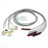 China Compatible Din 5 Lead ECG Cable Lead Wires Snap Button for sale