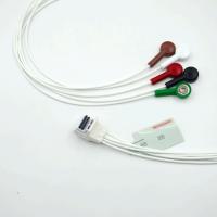 China Compatible Mortara H3 Holter Recorder ECG Cable Leadwires 5 Leads Snap AHA for sale